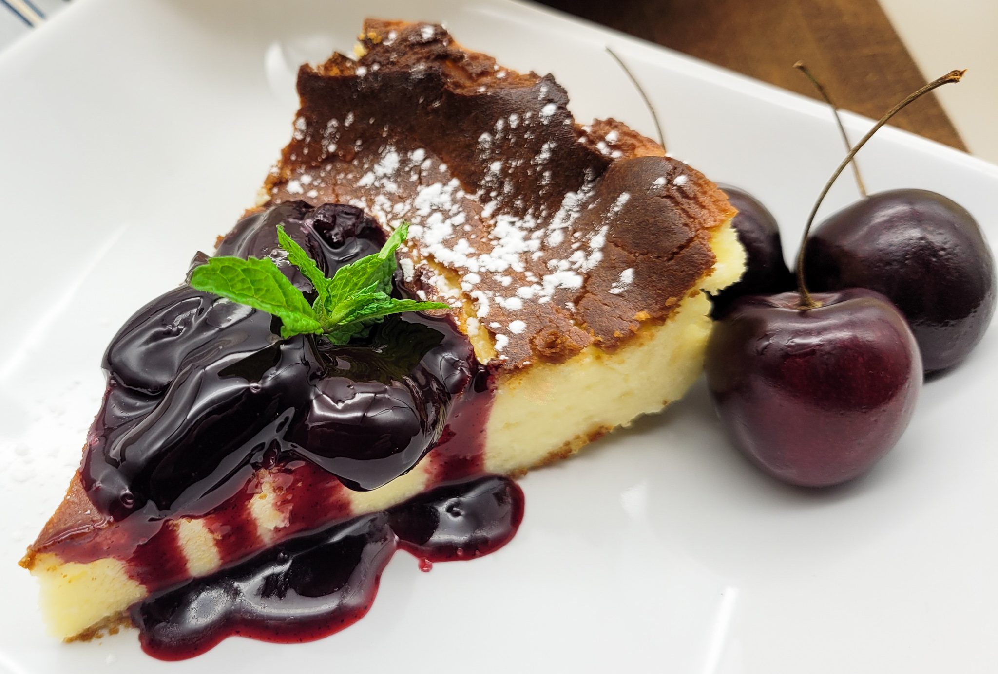 Basque Burnt Cheesecake With Cherry Rioja Sauce - Trendgredient